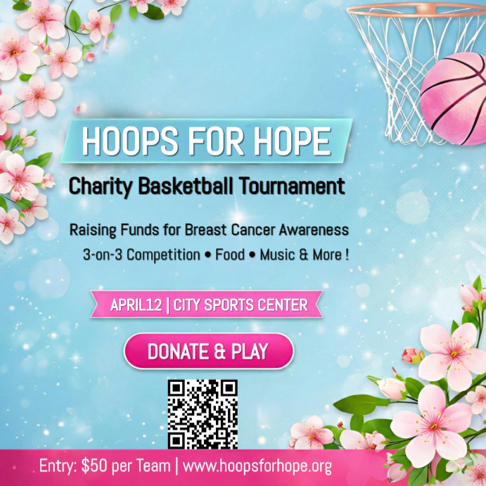 Blue Charity Basketball Tournament Instagram Post Template | PosterMyWall