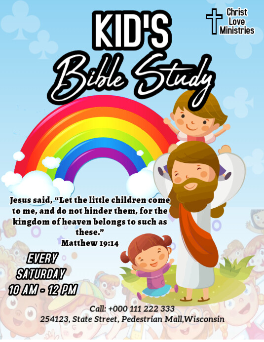 Copy of Blue Children's Bible Study Flyer Template (us Letter) | PosterMyWall