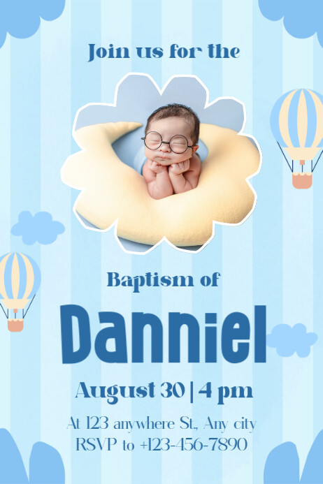 Blue Christening Invitation Template | PosterMyWall