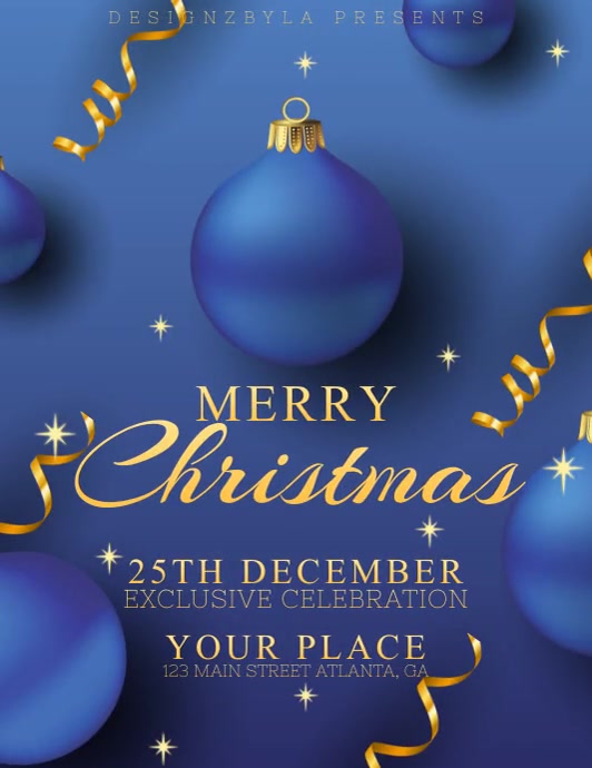 Blue Christmas Party Flyer v.4 Template | PosterMyWall