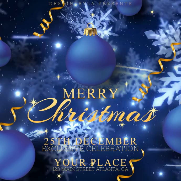 Blue Christmas Party Flyer v.6 Template | PosterMyWall