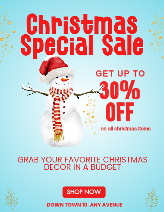Blue Christmas Special Sale Flyer Flyer (us Letter) Template | PosterMyWall
