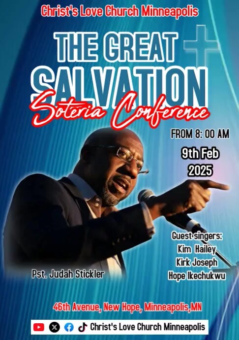 Blue Church Service And Conference Flyer Design A4 Template | PosterMyWall