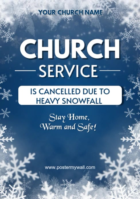 Blue Church Service Cancellation A4 Video Template | PosterMyWall