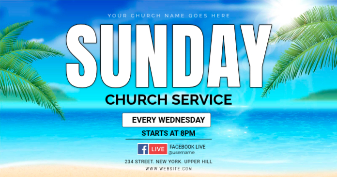 Plantilla de Blue Church Service Facebook Shared Image | PosterMyWall