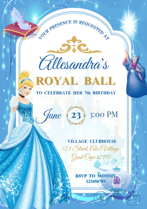 Free Printable Cinderella Royal Invitation Templates Free Princess