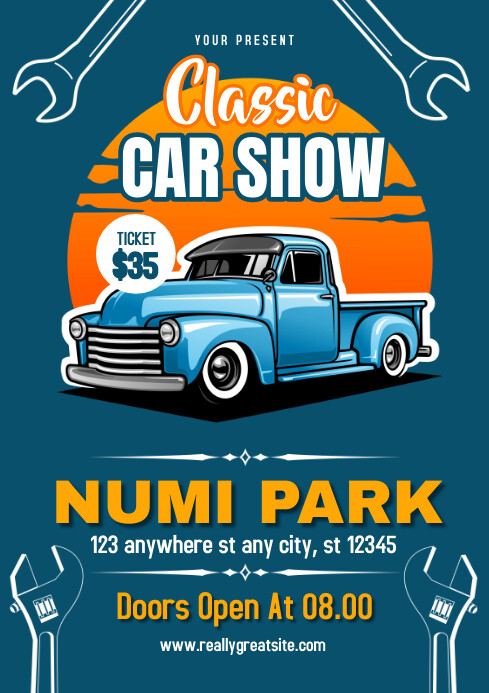Blue Classic Car Show Flyer Template | PosterMyWall