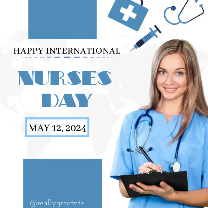 Blue Clean Nurses Day Instagram Post Template | PosterMyWall