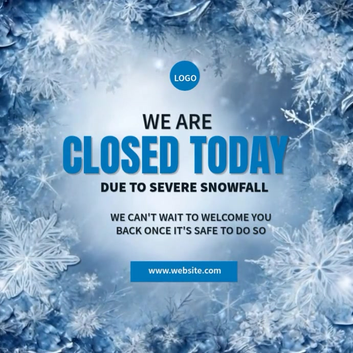 Blue Closure Announcement Instagram Post Video Template | PosterMyWall