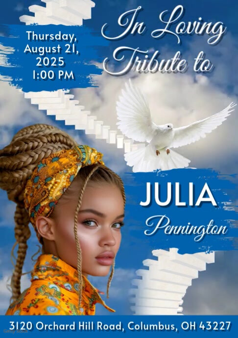 Blue Cloud white stairs Funeral Flyer Memorial Flyer Template ...