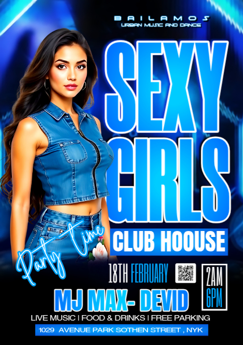Blue Club Party A4 Template | PosterMyWall