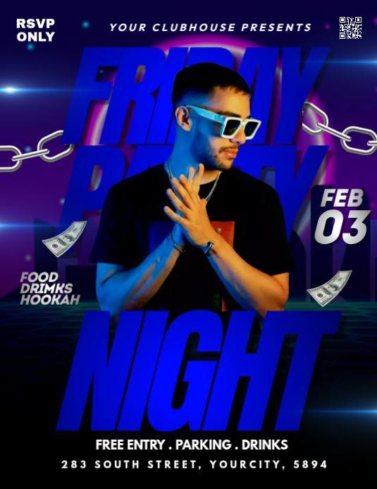 Plantilla de Blue Clubhouse Party Flyer | PosterMyWall