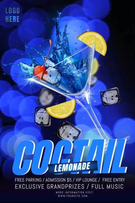 Blue Cocktail Party Flyer Template | PosterMyWall