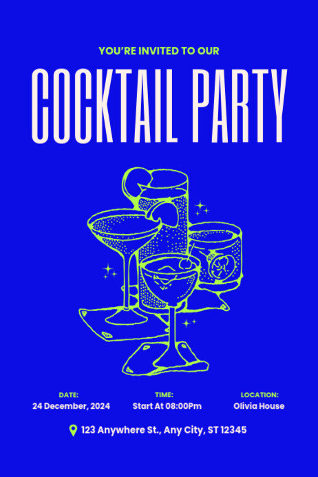 Blue Cocktail Party Poster Template | PosterMyWall