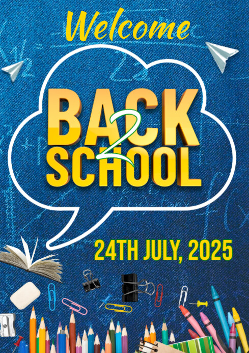 Blue Collage Back 2 School A4 Template | PosterMyWall