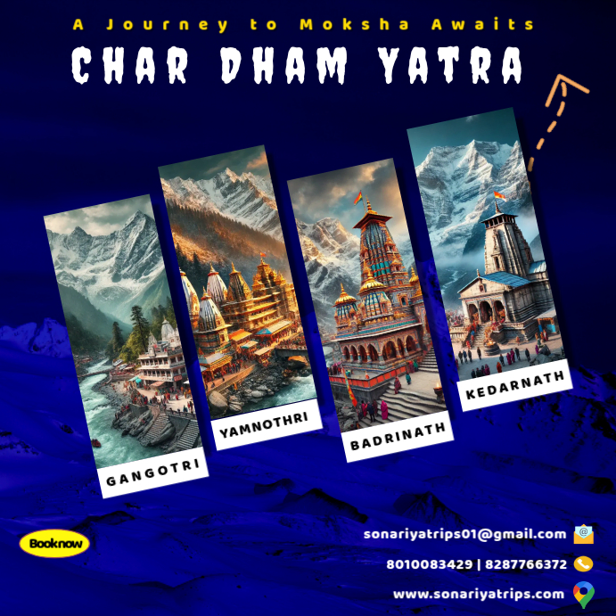 Blue Collage Chardham Instagram Post Templat | PosterMyWall