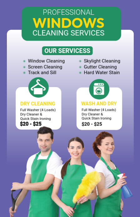 Blue Collage Cleaning Service Flyer Tabloid Template | PosterMyWall