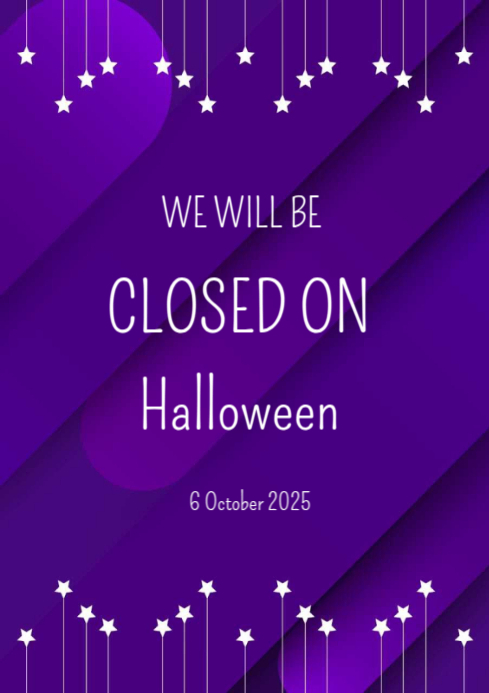 Plantilla de Blue Collage Closed Halloween A4 | PosterMyWall