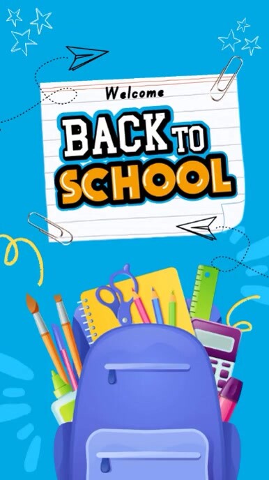 Blue Collage Colorful Welcome Back To School Poster – Editable Template ...