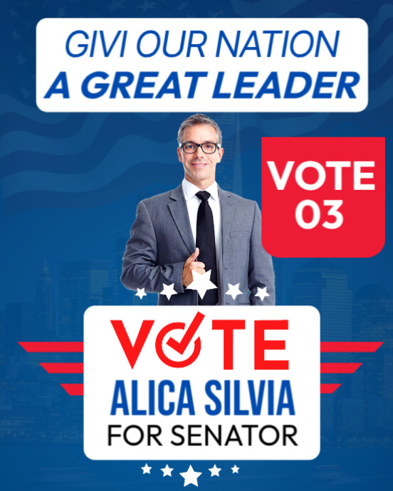 Blue Collage Election Campaign Flyer Instagram Portrait Template ...