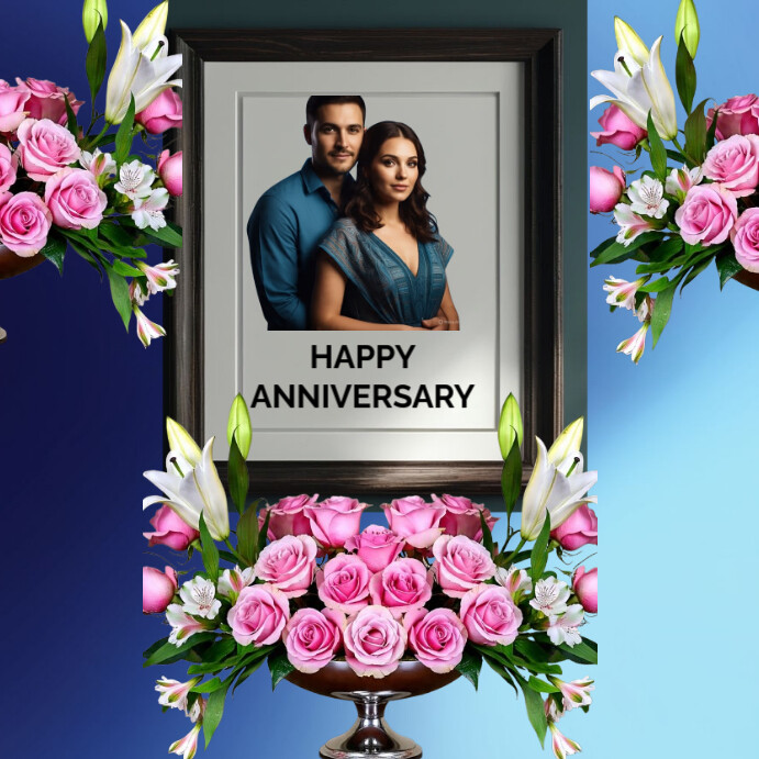 Blue Collage Happy Anniversary Instagram Post Template | PosterMyWall