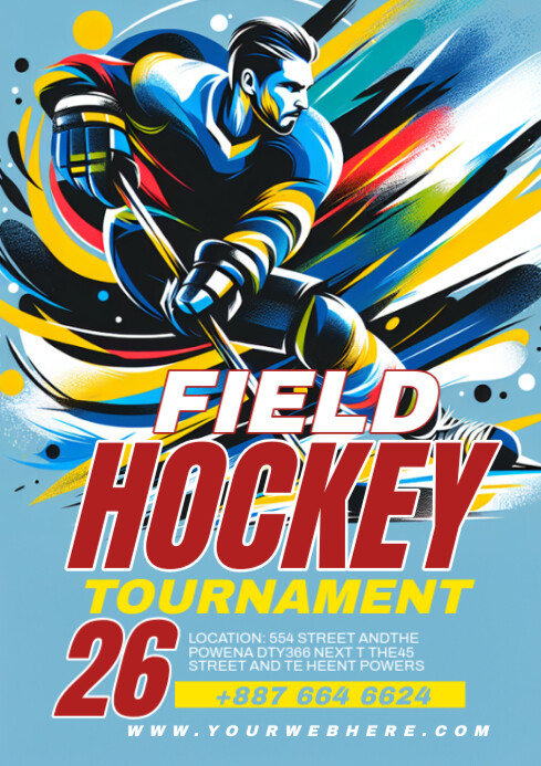 Blue Collage Hockey Tournament Flyer Template A4 | PosterMyWall