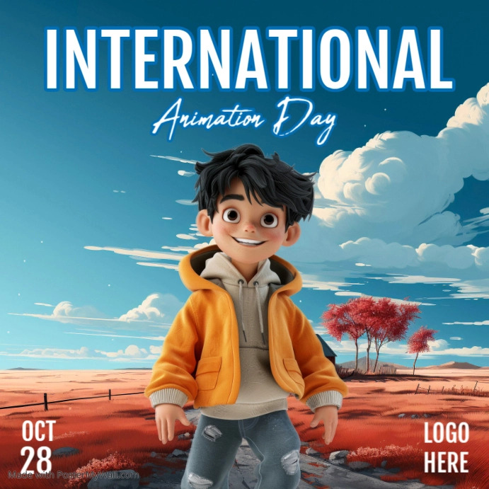 Blue Collage International Animation Day Instagram Post Template ...