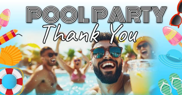 Blue Collage Pool Party Thank Facebook Shared Image Template | PosterMyWall