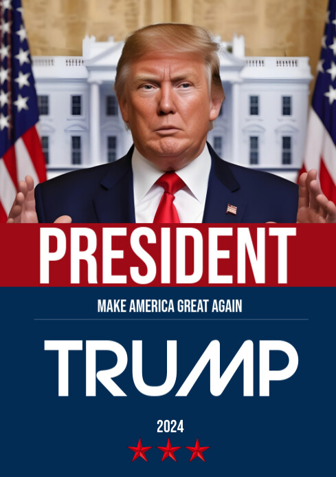 Blue Collage President Trump Campaign Event A4 เทมเพลต | PosterMyWall