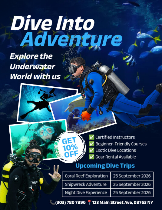 Plantilla de Blue Collage Scuba Diving Flyer (us Letter) | PosterMyWall