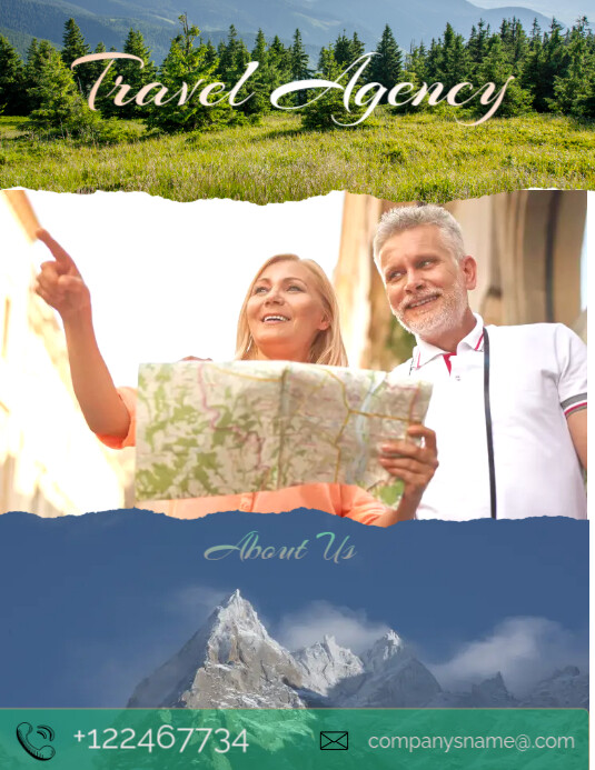 Blue Collage Travel Agency Flyer Template | PosterMyWall