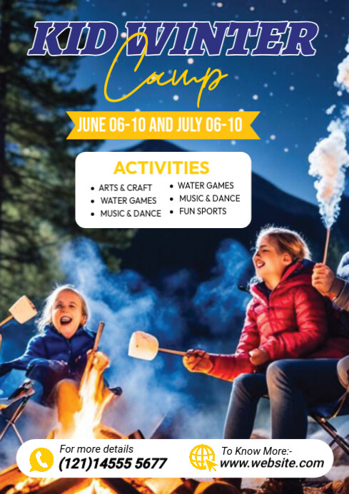 Blue Collage Winter Camp Activities A4 Template | PosterMyWall