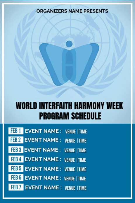 Blue Collage World Interfaith Harmony Week Poster Templat | PosterMyWall