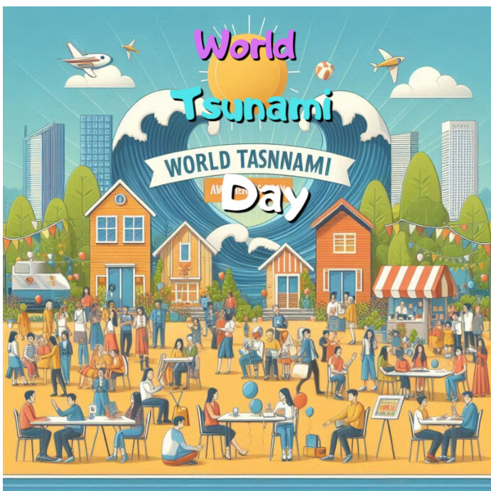 Blue Collage World Tsunami Day Instagram Post templaat | PosterMyWall