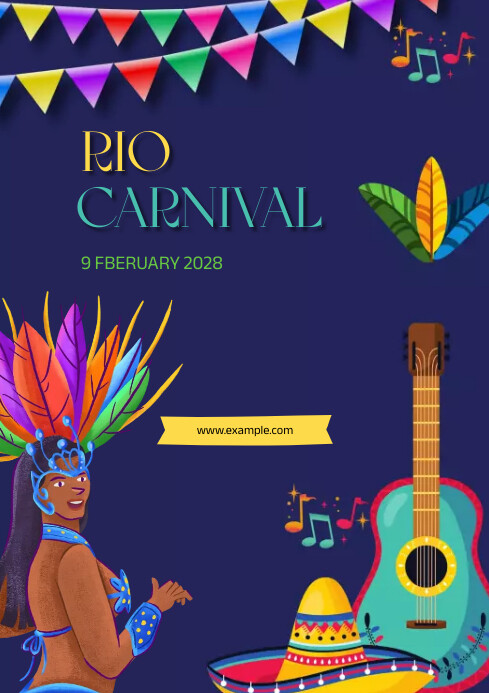 Blue Colorful Happy Rio Carnival Poster Template | PosterMyWall