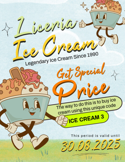 Blue Colorful Retro Ice Cream Shop Promotion Poster Template | PosterMyWall