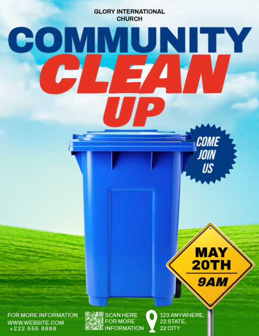 Blue Community Clean Up Flyer Template | PosterMyWall