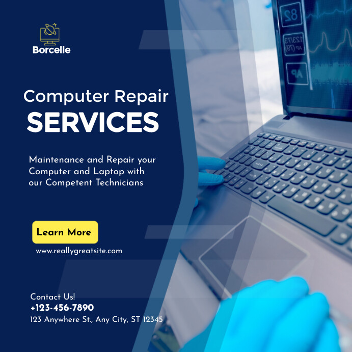 Blue Computer Repair Service Instagram Post Template | PosterMyWall