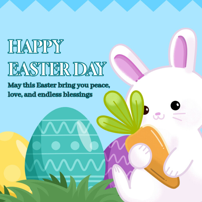 Blue Cute Happy Easter Greeting Pos Instagram Template | PosterMyWall