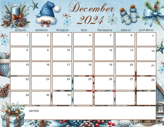 Copy of BLUE December 2024 calendar | PosterMyWall