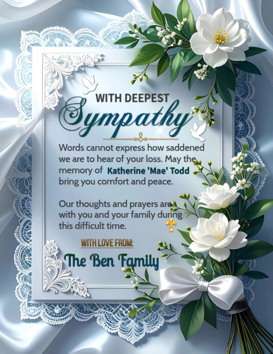 Blue Deepest Sympathy Card Template | Elegant Funeral Condolence ...