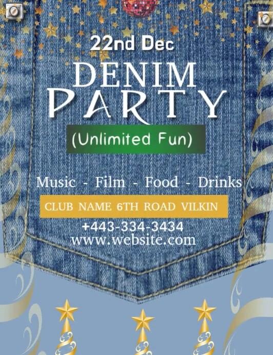 Blue Denim Party Flyer (us Letter) Template | PosterMyWall