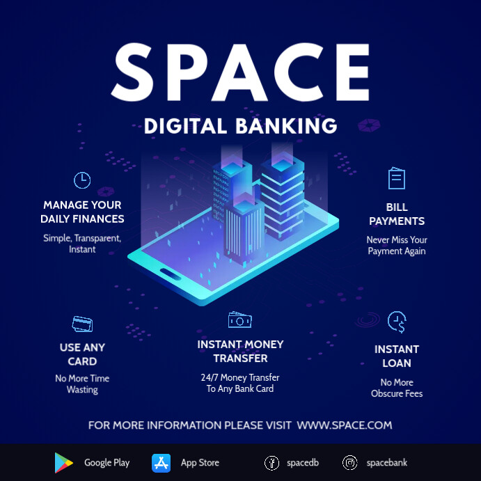Copy of Blue Digital Banking App Instagram Post | PosterMyWall
