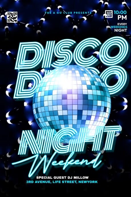 Blue Disco Night Template | PosterMyWall