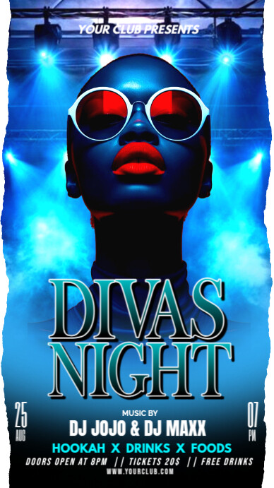 Blue Divas Night Party Flyer Instagram Story Template | PosterMyWall