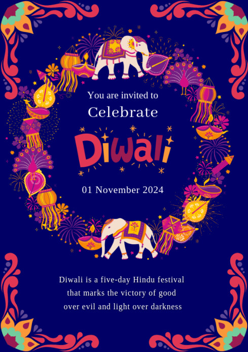 Blue Diwali A4 Template | PosterMyWall