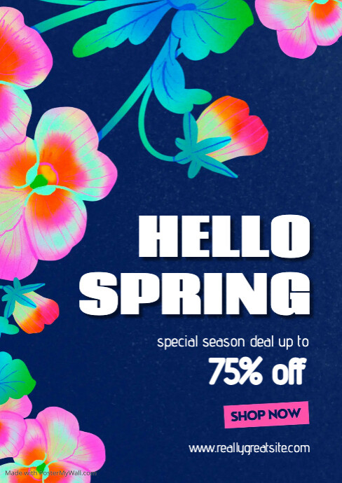 Blue Dynamic Hello Spring Sale Template | PosterMyWall