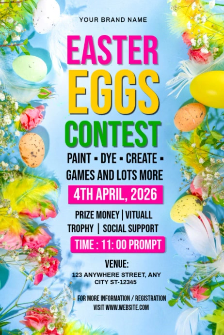 Plantilla de Blue Easter Egg Contest Poster Video | PosterMyWall