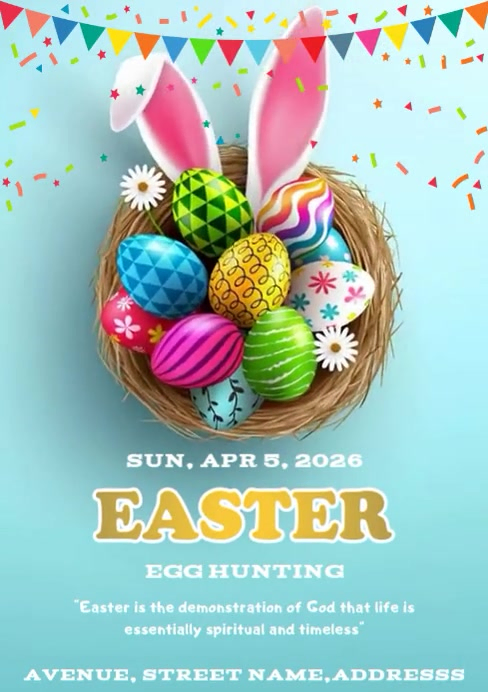 Blue Easter Egg Hunt A3 Video Template | PosterMyWall