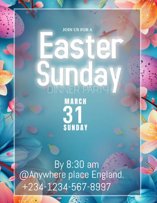 Blue Easter Sunday template | PosterMyWall